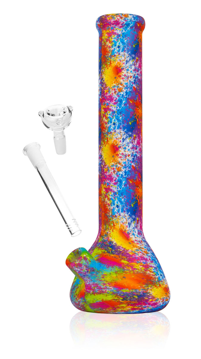 Paint Splash Large Silicone Beaker Bong – Crazy Donkey Glass